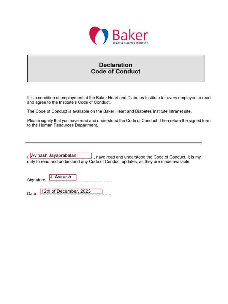 Employee Code of Conduct Acknowledgment | PDF | Finance & Money Management