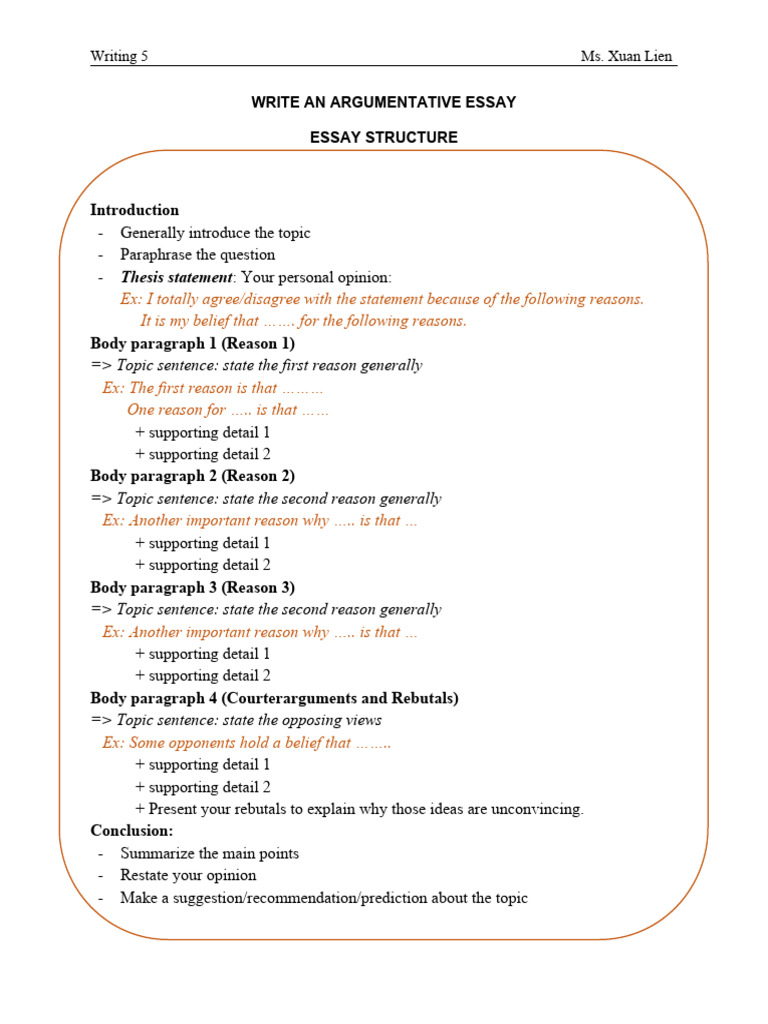 Argumentative Essay Structure and Useful Structures (Autorecovered) | PDF