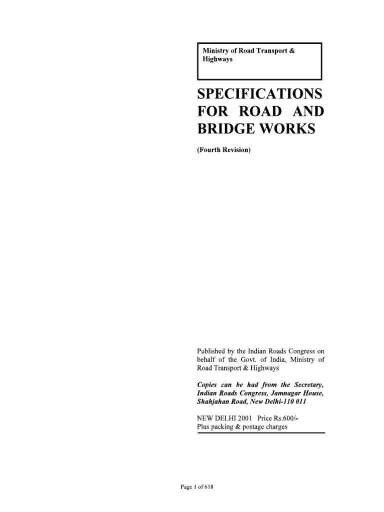 MoRTH 4th Revision Specification For MSS | PDF