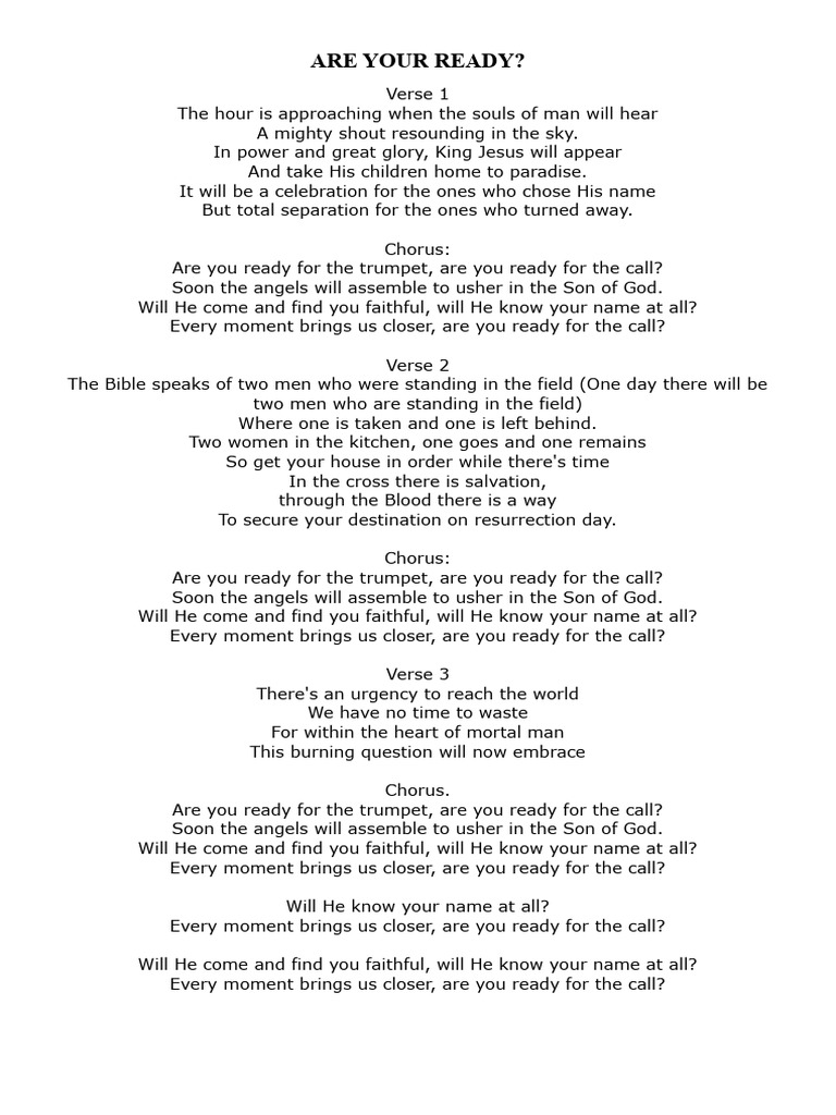 Are Your Ready | PDF | Angel | Glory (Religion)