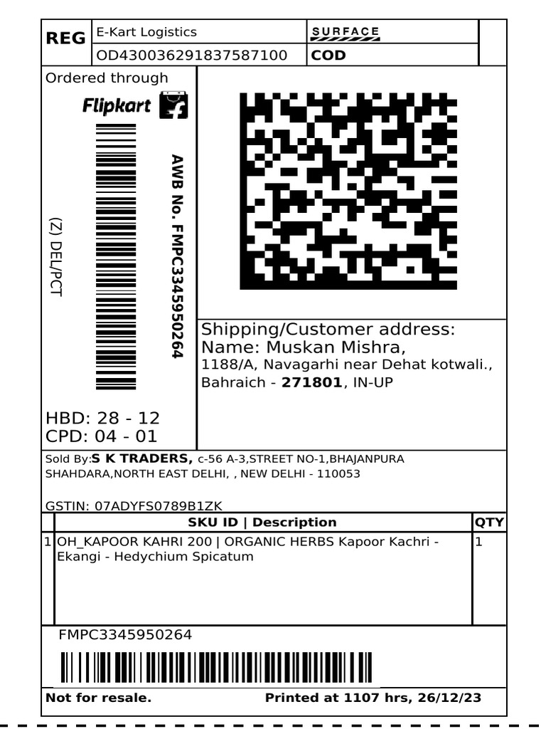 Flipkart Labels 26 Dec 2023-11-07 Cropped | PDF | Invoice | Narendra Modi