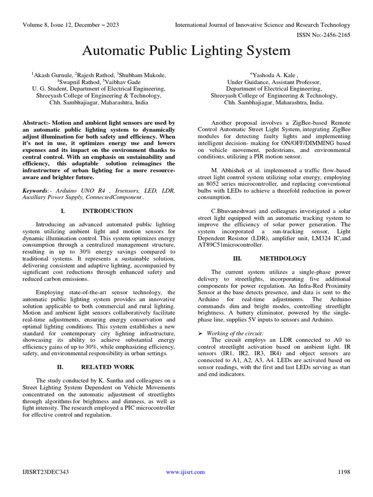 Automatic Public Lighting System | PDF | Lighting | Light Emitting Diode