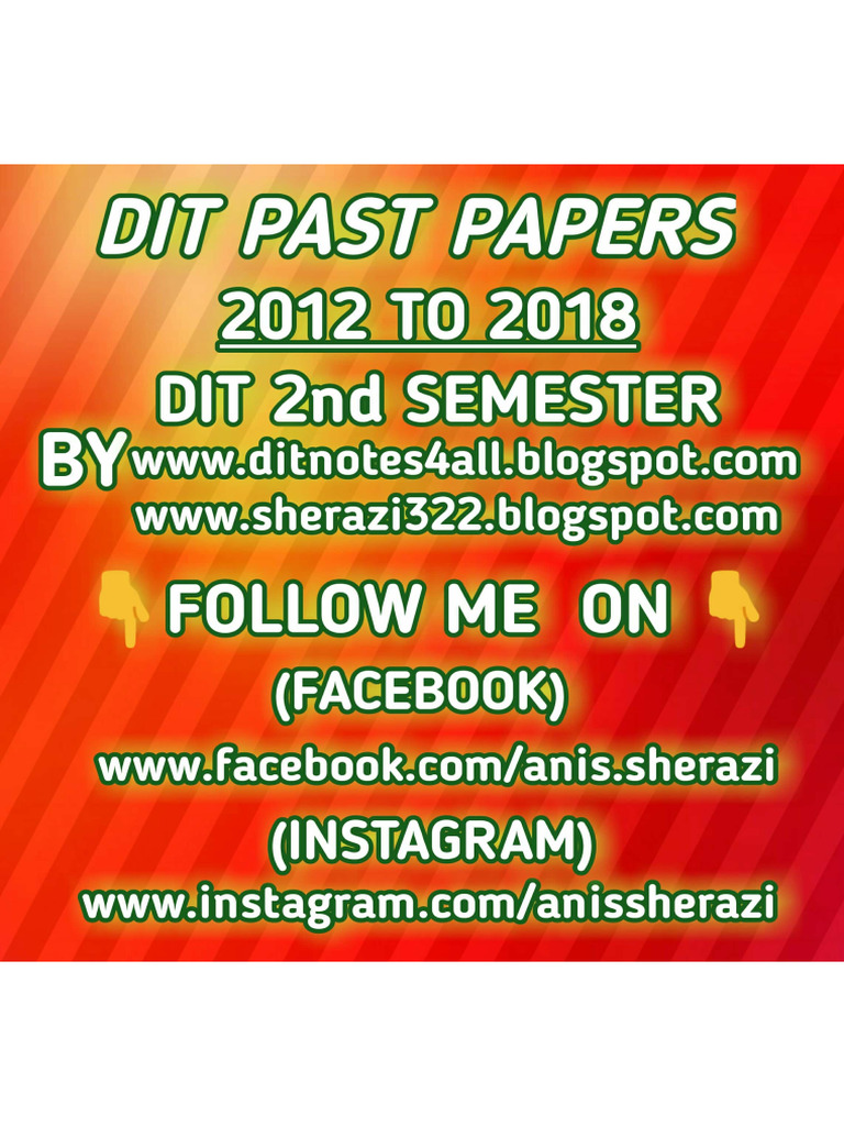 Dit 2nd Past Paper From 2012 To 2018 | PDF