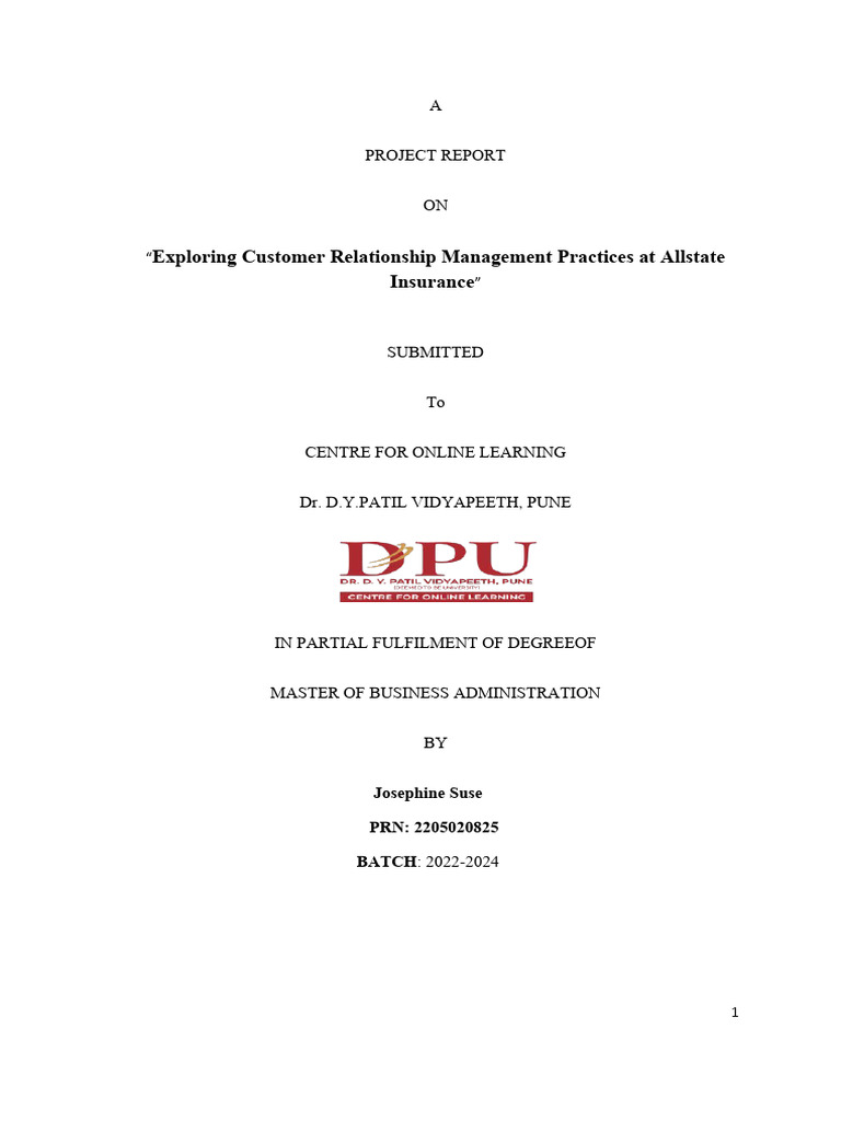 MBA Report: CRM at Allstate | PDF | Allstate | Customer Relationship ...