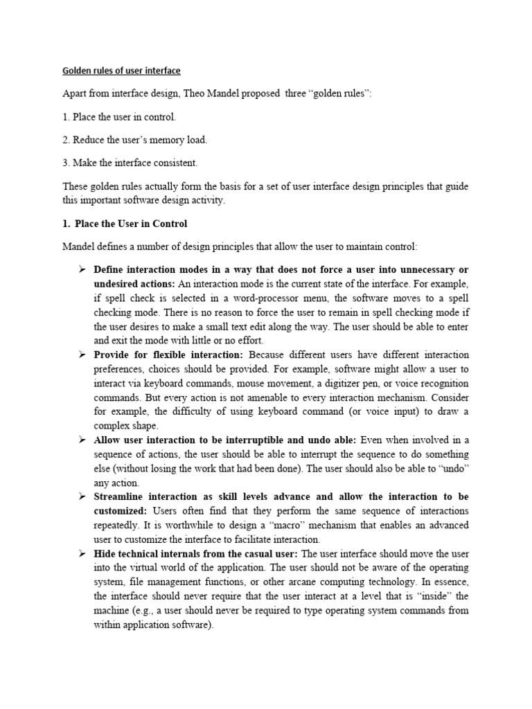 Golden Rules of User Interface | PDF | User Interface | Human–Computer Interaction
