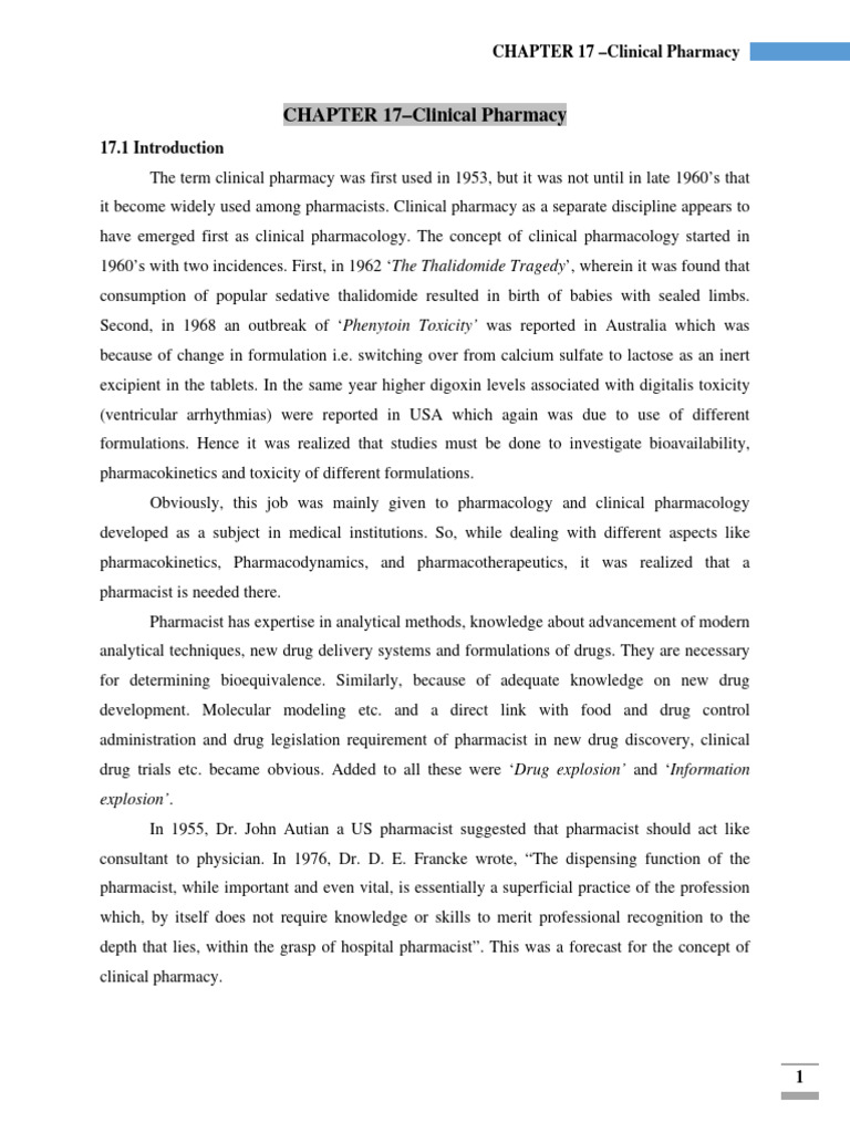 CHAPTER 17 - Clinical Pharmacy | PDF | Pharmacy | Medical Prescription