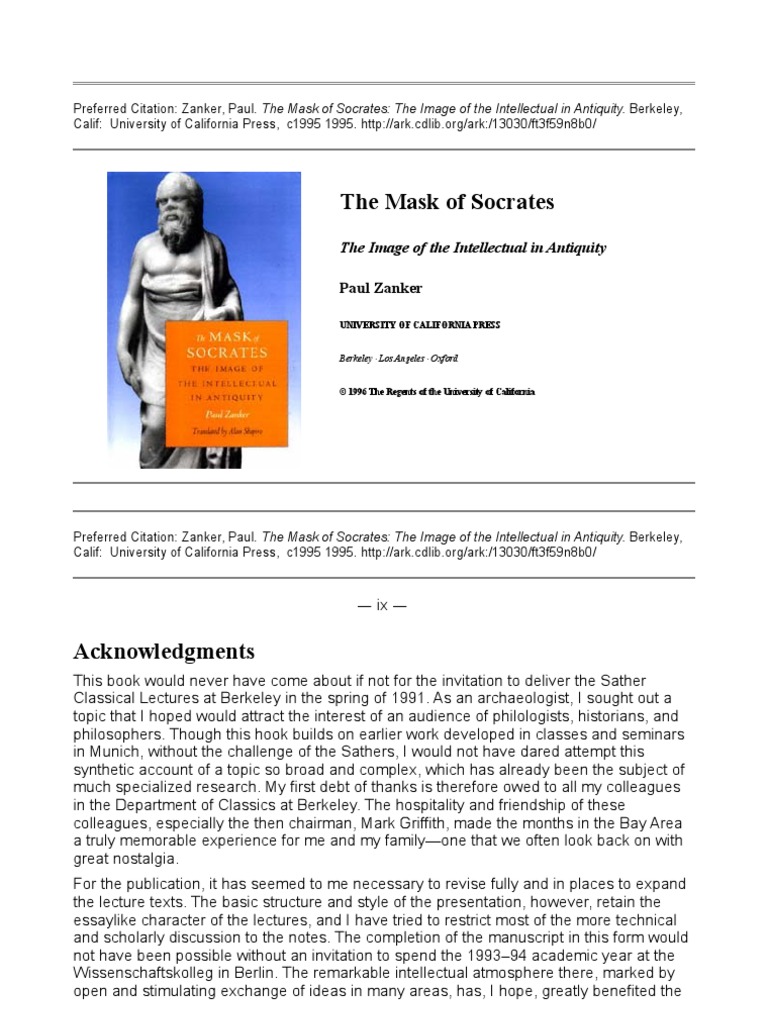 The Mask of Socrates The Image of The Intellectual in Antiquity | PDF ...