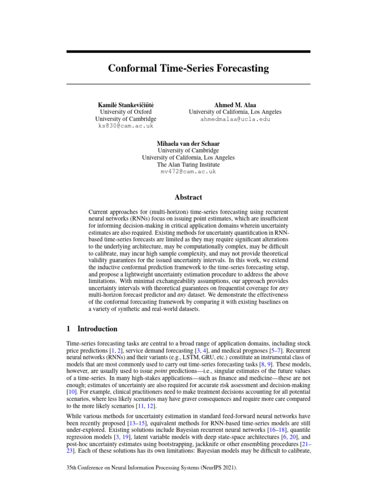 Conformal Time Series Forecasting Pdf