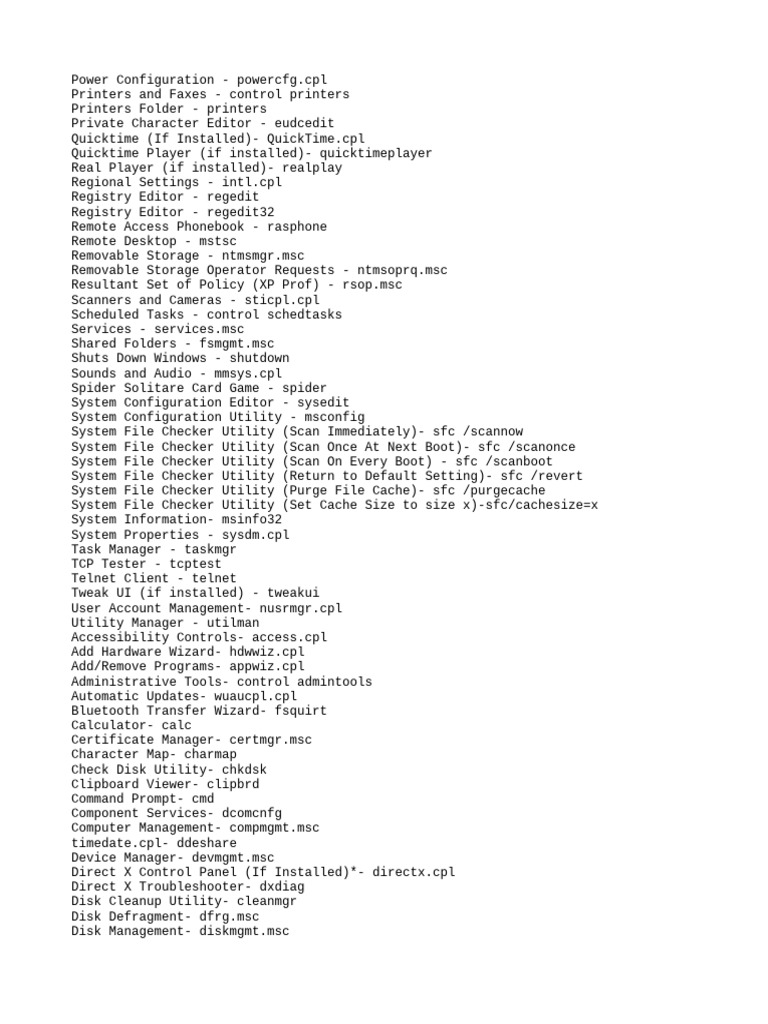 Run Commands Pdf Windows Registry Remote Desktop Services