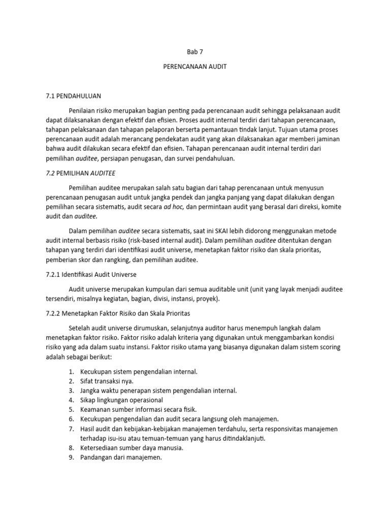 Materi BAB 7 PERENCANAAN AUDIT | PDF