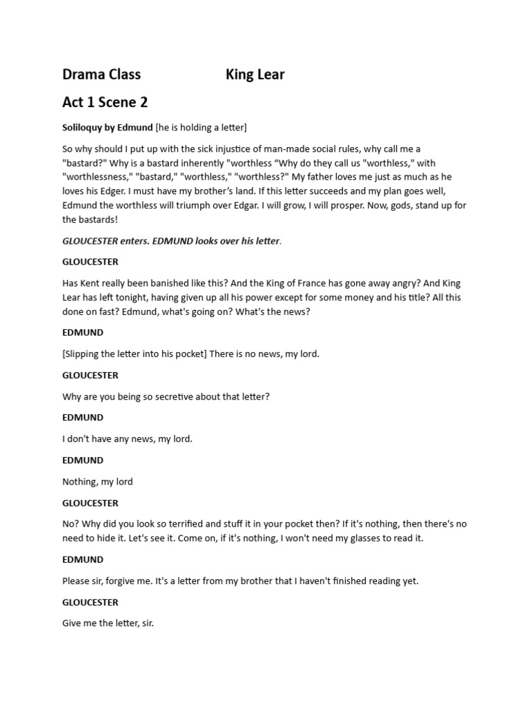 Act 1 Scene 2 King Lear 102126898 | PDF | King Lear