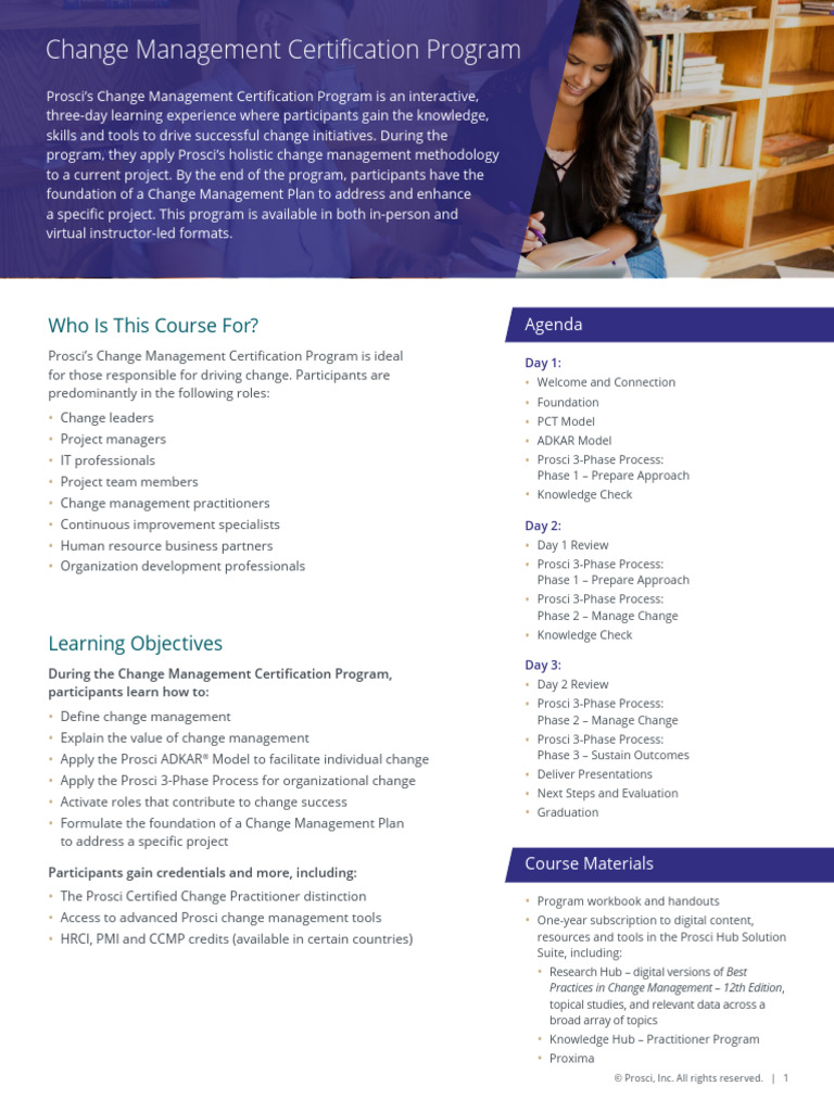 Prosci CM Certification Program Datasheet | PDF | Change Management | Methodology