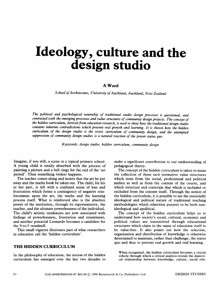 Ward, A. (1990) - Ideology, Culture and The Design Studio. Design ...