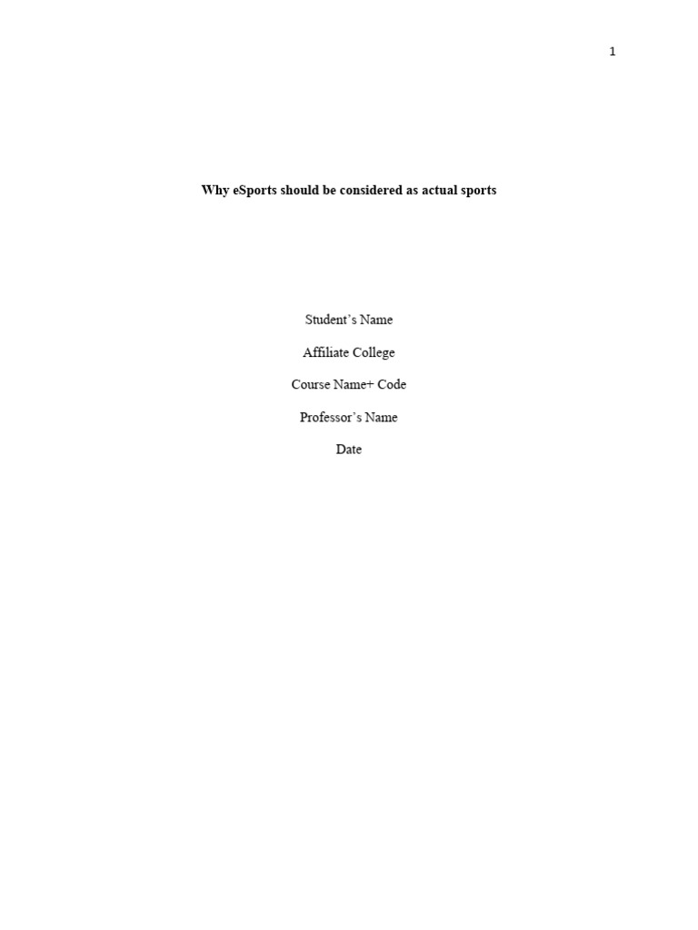 Why Esports Should Be Considered As Actual Sports | PDF | Sports