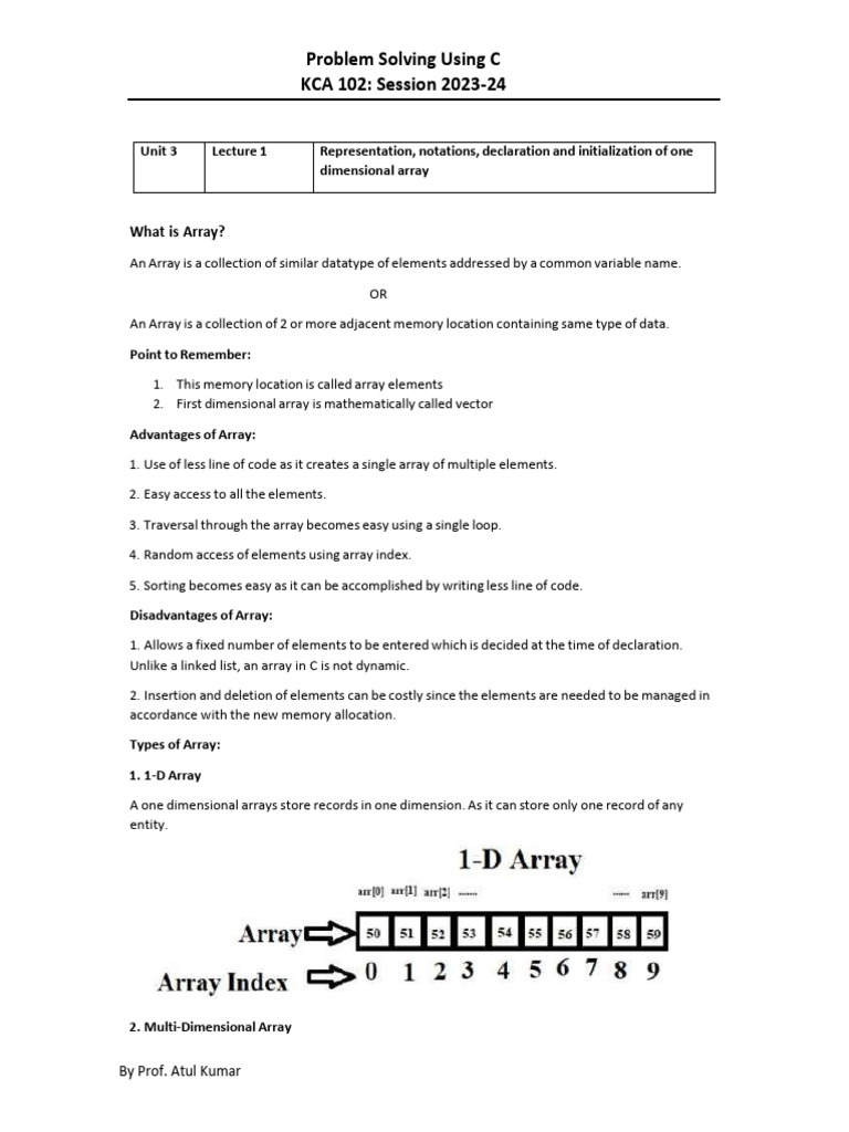 C Programming: Arrays and Pointers Guide | PDF