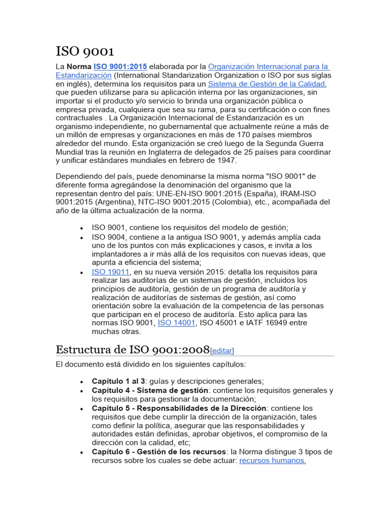 Iso 9000 Pdf Calidad Comercial Organización Internacional Para