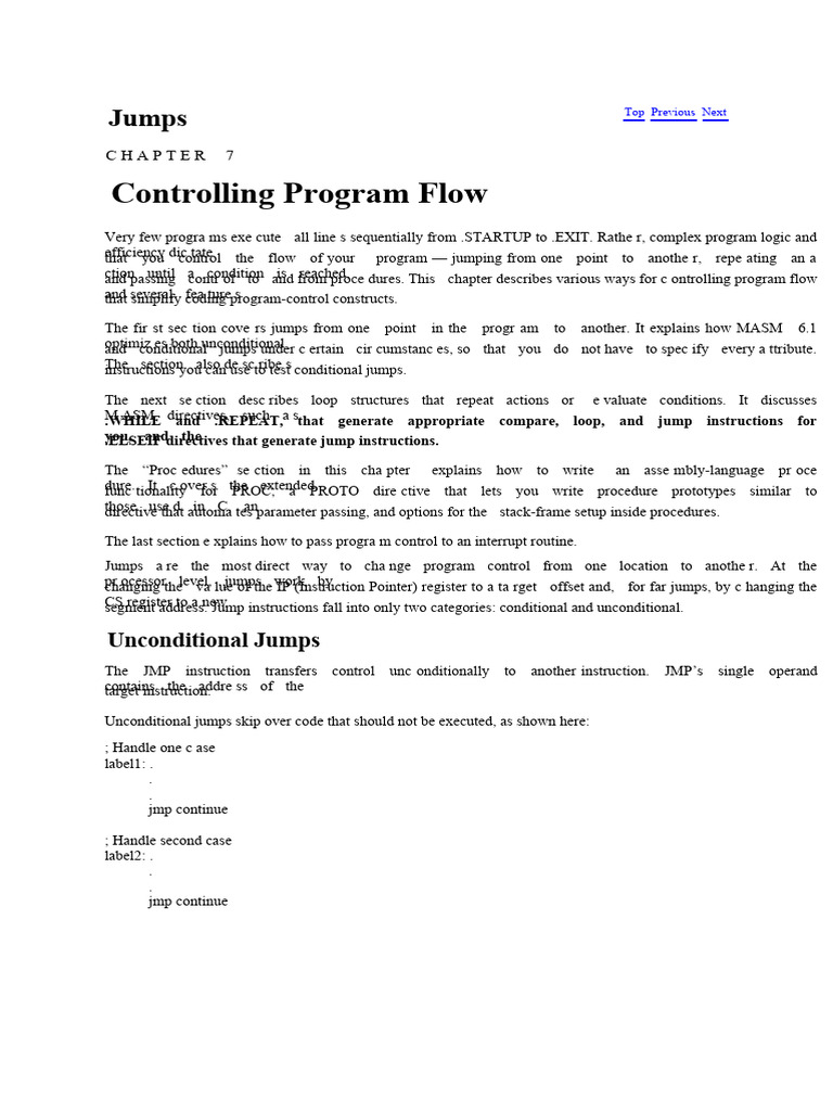 Chapter 7 - Controlling Program | PDF | Assembly Language | Parameter (Computer Programming)