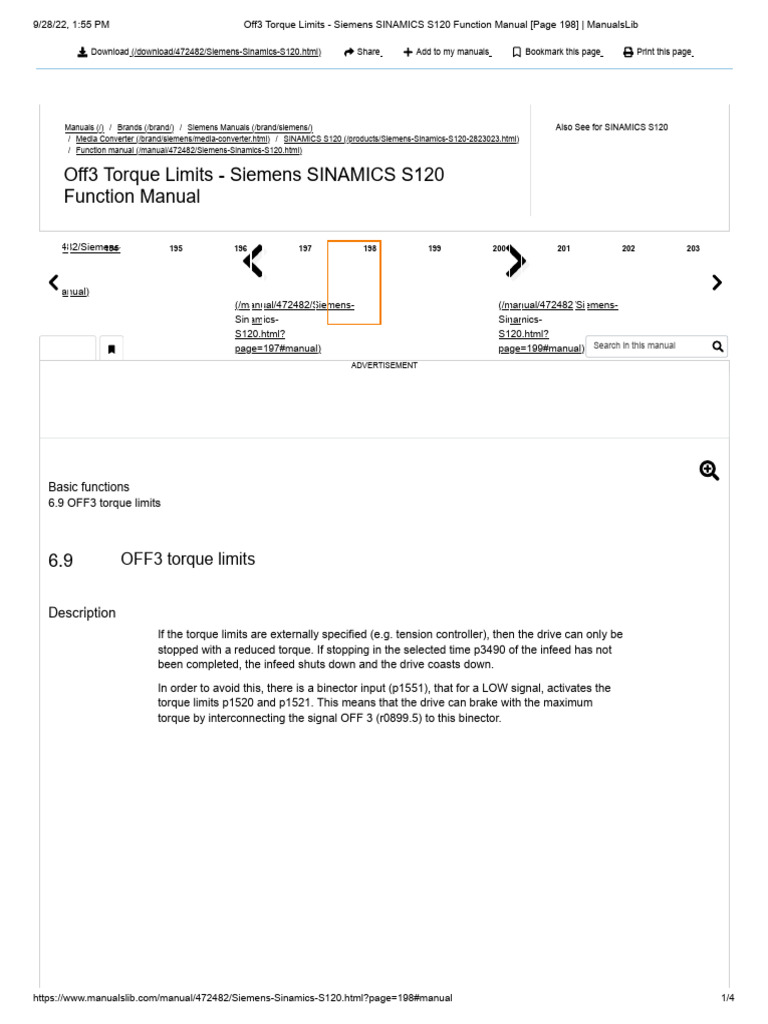Off3 Torque Limits - Siemens SINAMICS S120 Function Manual (Page 198 ...