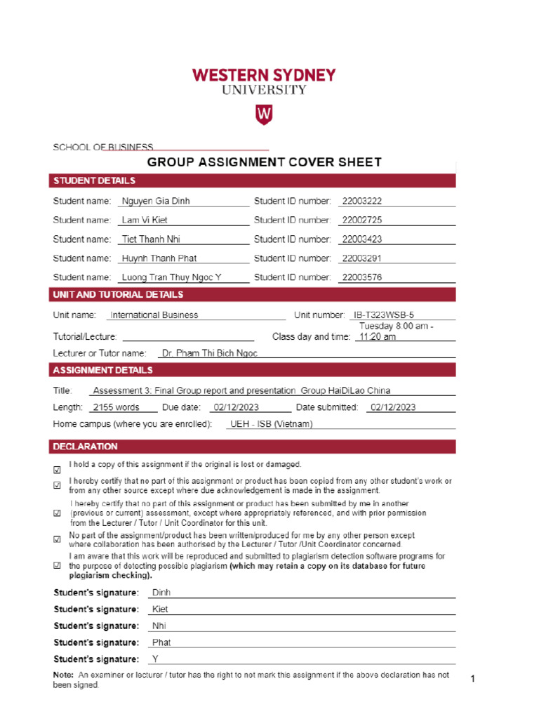 Ib5 Report Haidilao | PDF