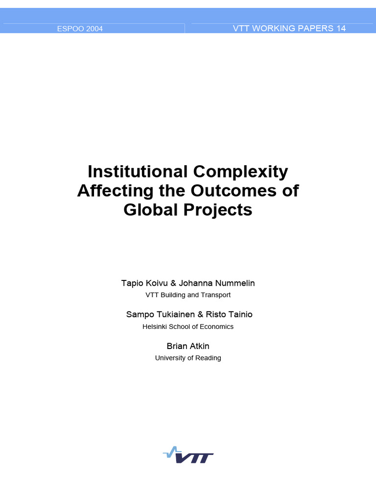 Institutional Complexity Affecting The Outcomes of Global Projects | PDF | Institution | Game Theory