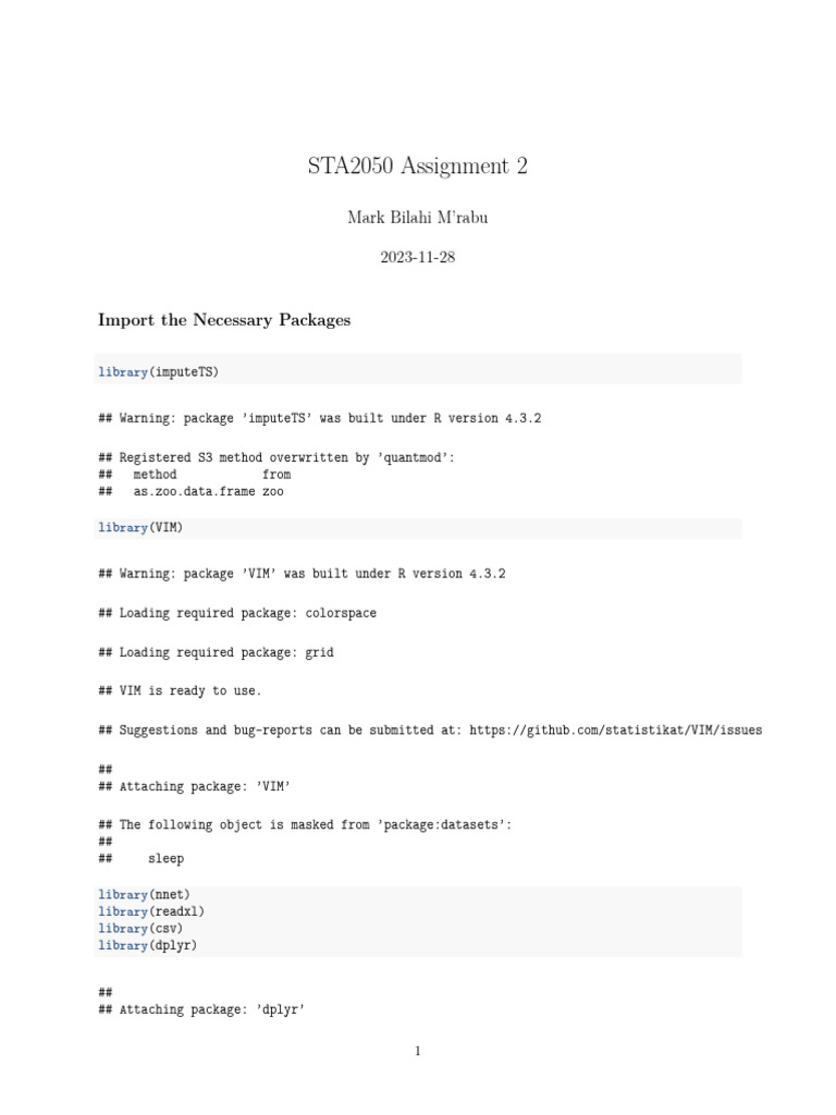 STA2050 Assignment 2 | PDF | Errors And Residuals | Numerical Analysis
