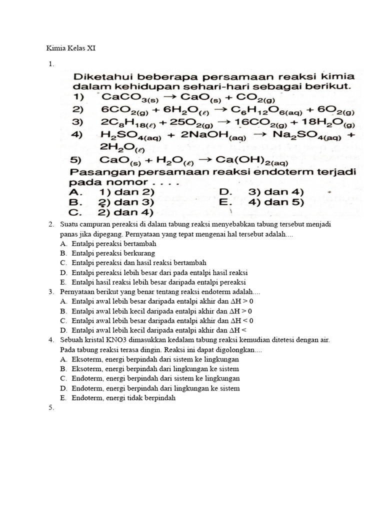 Soal PAS Kimia Kelas XI | PDF | Sains & Matematika