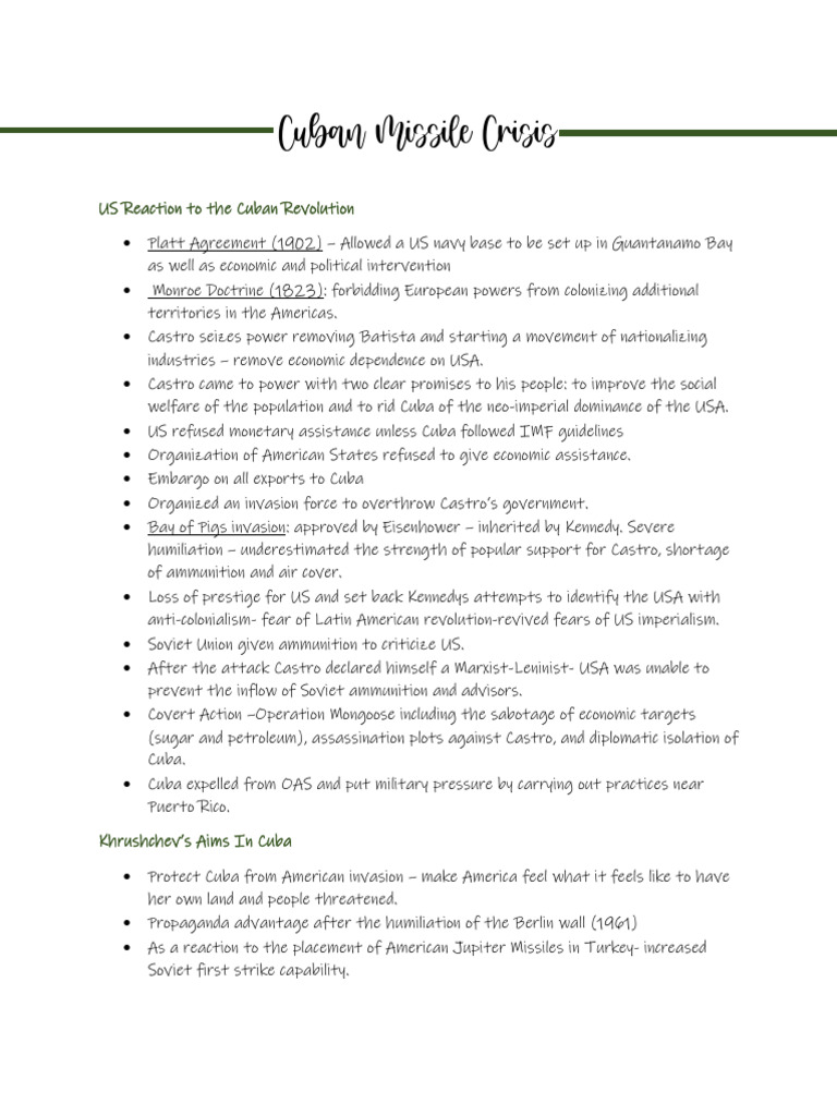 Overview of the Cuban Missile Crisis | PDF | Fidel Castro | Cuban ...