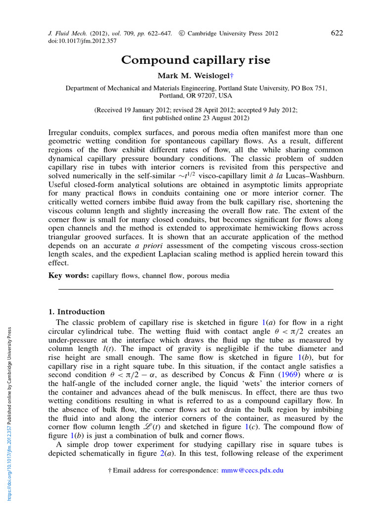 Compound Capillary Rise | PDF | Fluid Dynamics | Wetting