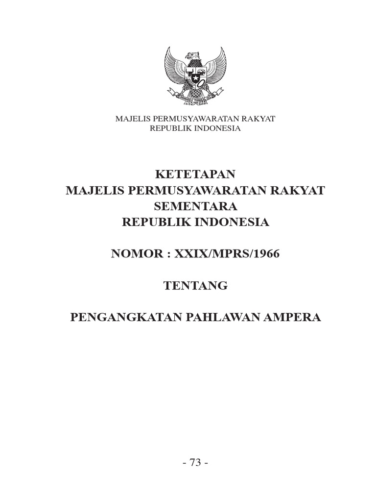 Tap MPR 1966 029 Pengangkatan Pahlawan Ampera | PDF | Politik