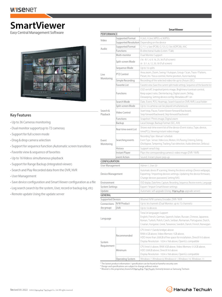 DataSheet SmartViewer 4.9.13 220516 EN | PDF | Digital Video Recorder ...