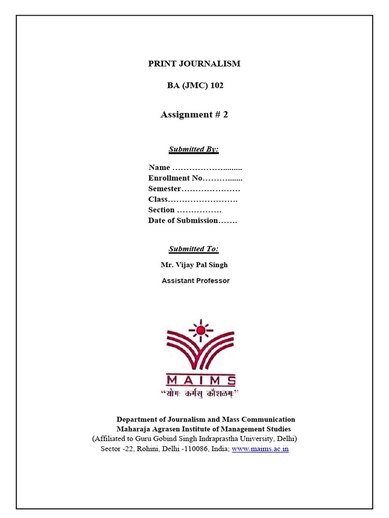 Assignment Cover Page 1 PJ-1 | PDF