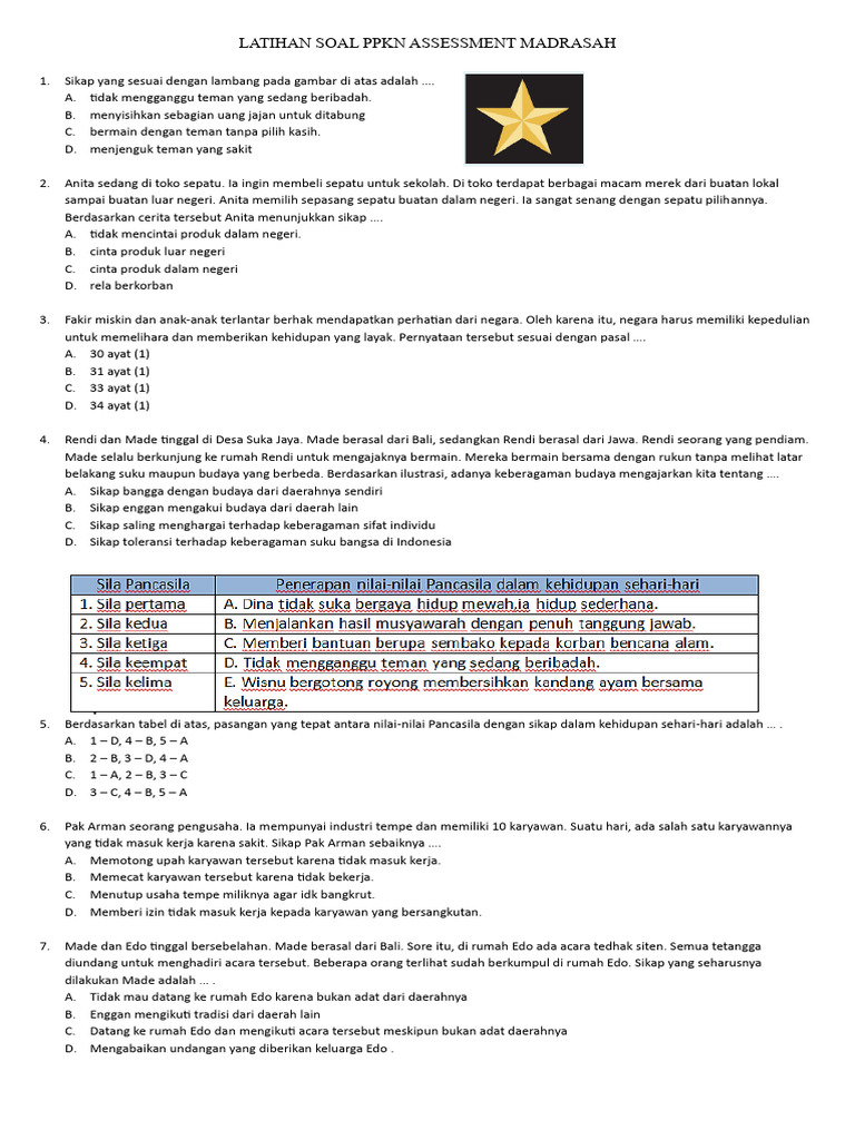 Latihan Soal PPKN Assessment | PDF