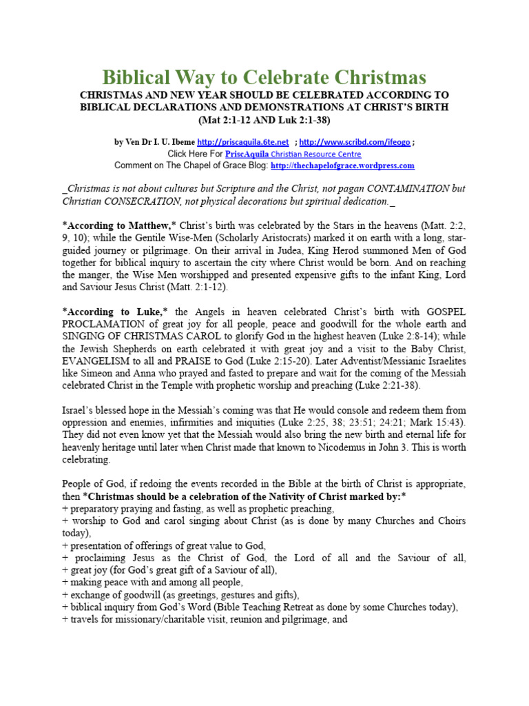 Biblical Way To Celebrate Christmas | PDF | Jesus | Christmas