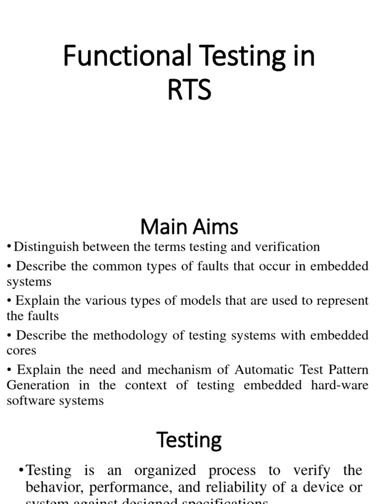 Functional Testing in RTS | PDF | Software Testing | System On A Chip
