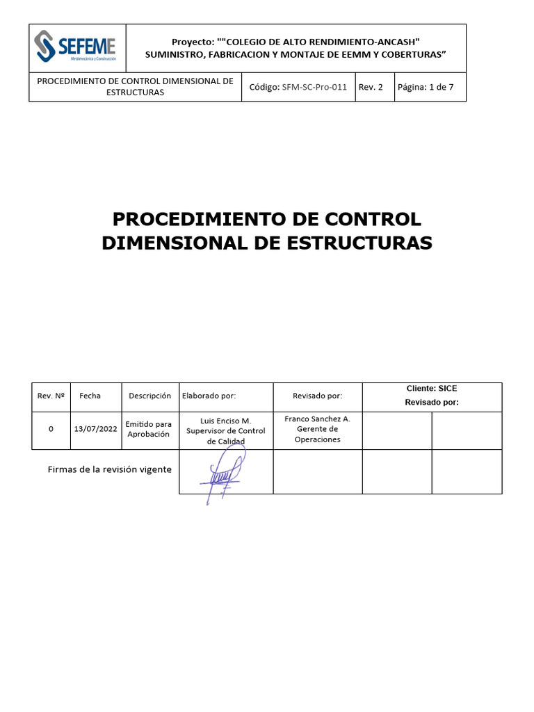 2. Procedimiento de Control Dimensional | PDF | Ingeniería | Procesos ...