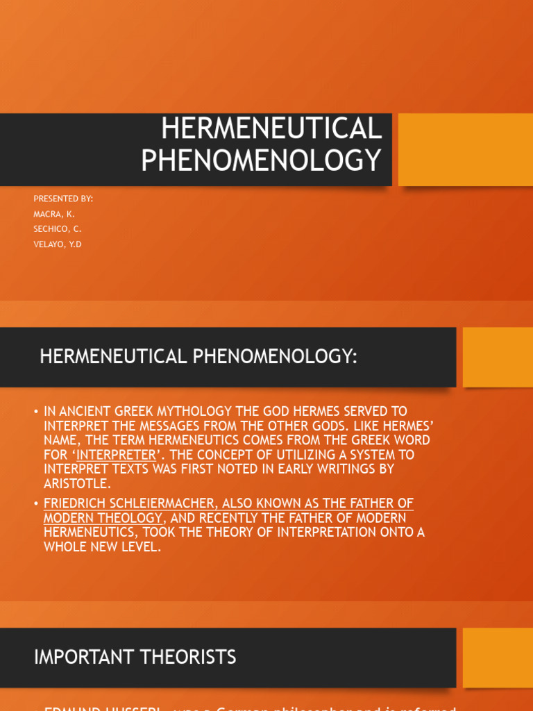 Hermeneutical Phenomenology - Diss | PDF