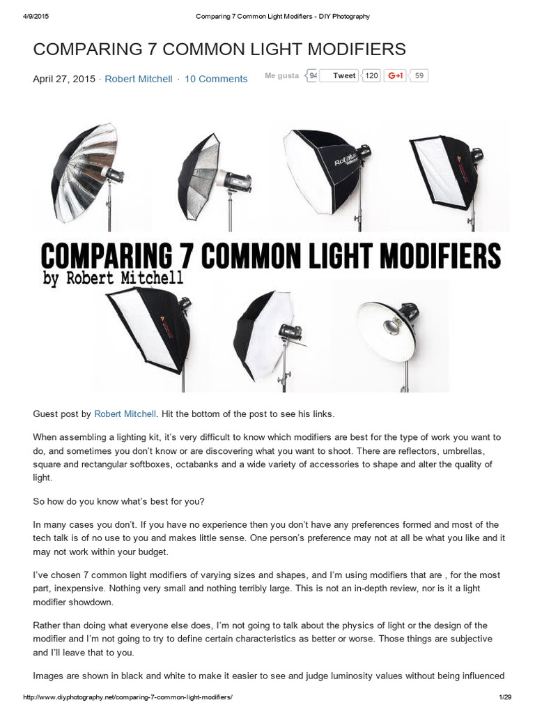 Comparing 7 Common Light Modifiers - DIY Photography | PDF