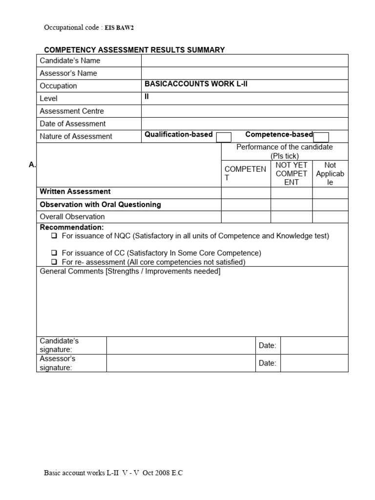 COMPETENCY ASSESSMENT RESULTS SUMMARY Two | PDF COMPETENCY ASSESSMENT RESULTS SUMMARY Two | PDF