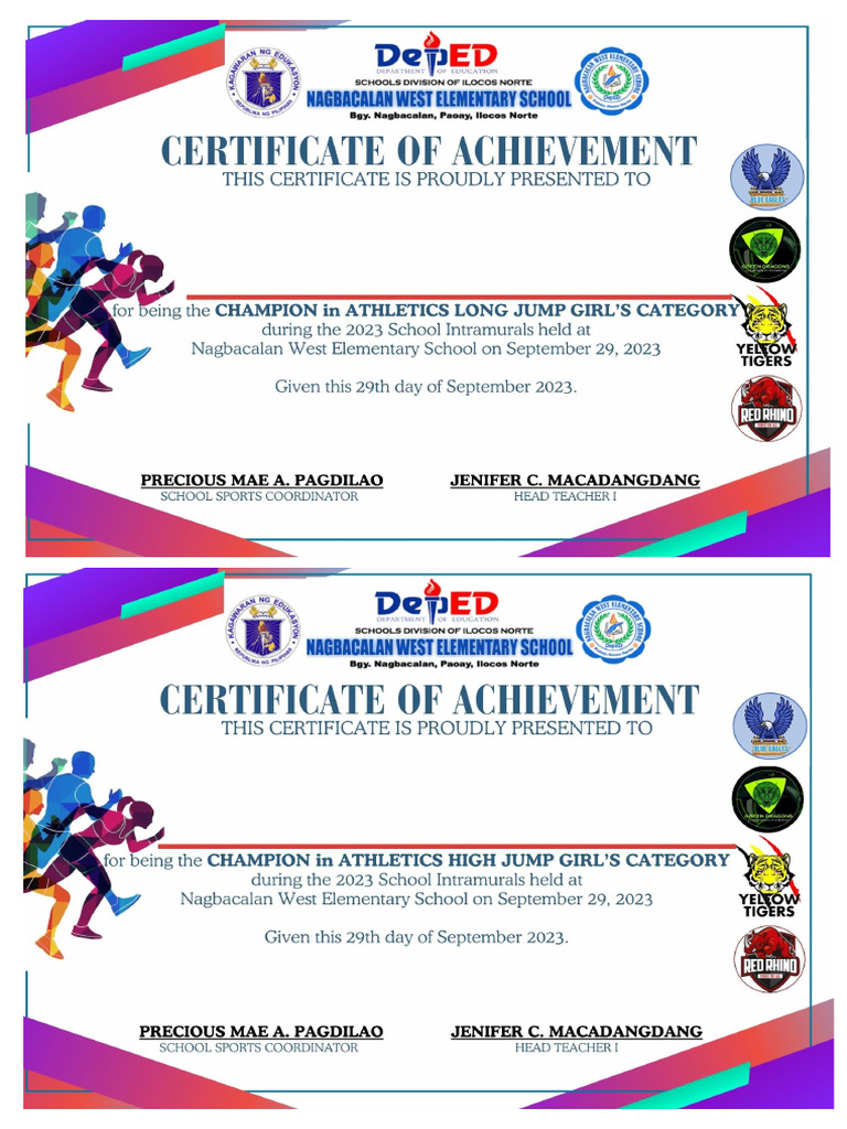 Certificate Games Intrams | PDF