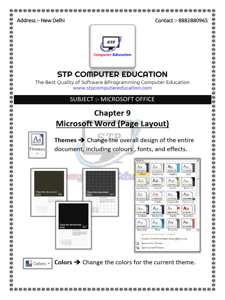 Chapter - 9 Ms Word (Page Layout) | PDF