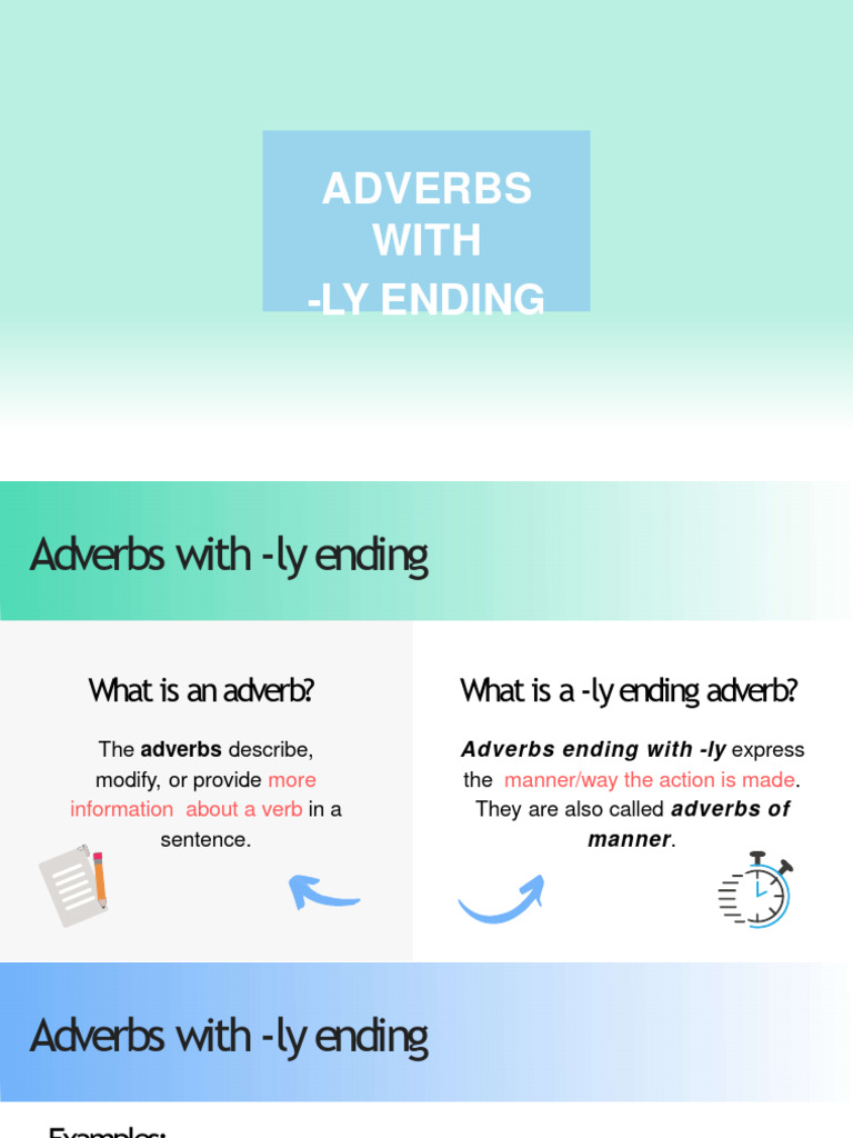 A2 - Adverbs With - Ly Ending | PDF | Adverb | Verb