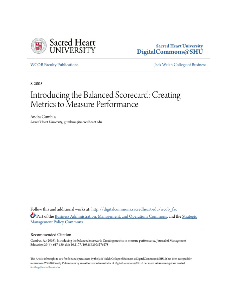 Introducing The Balanced Scorecard - Creating Metrics To Measure P | PDF | Performance Indicator ...