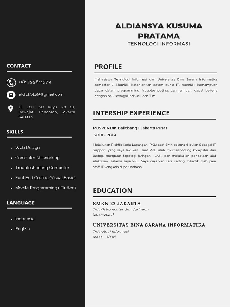 White Simple Student CV Resume | PDF