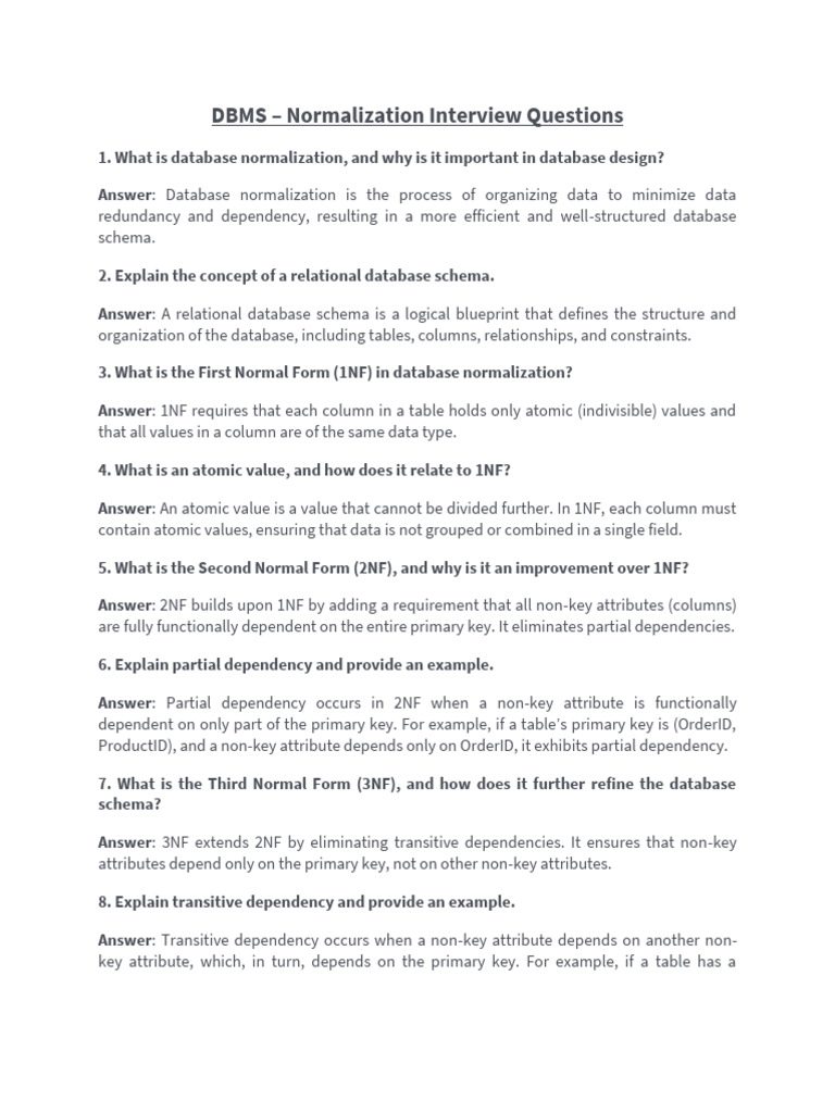 Normalization Interview Questions Pdf
