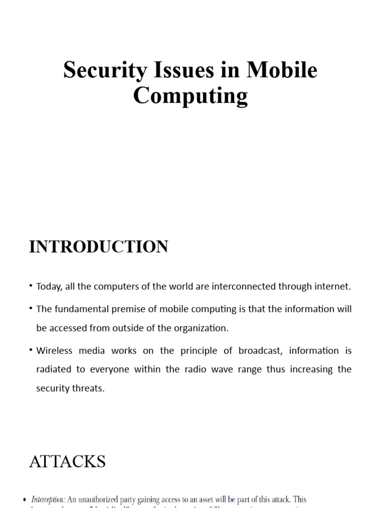 Security Issues in Mobile Computing | Download Free PDF | Key ...