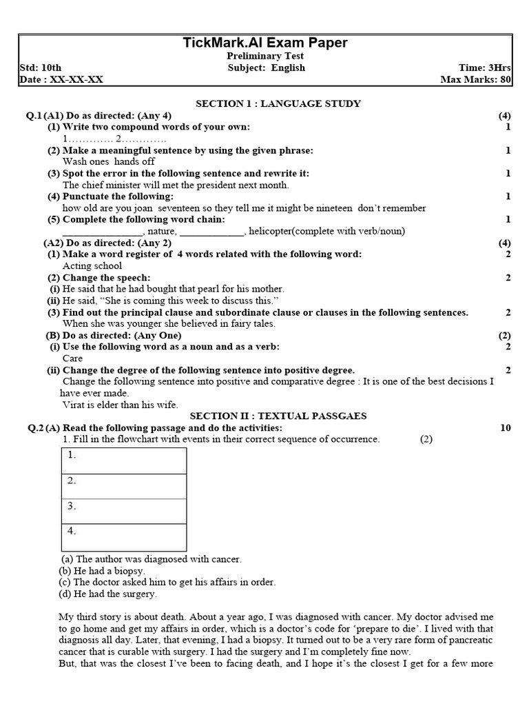 01 English Prelim 1 Question Paper | PDF