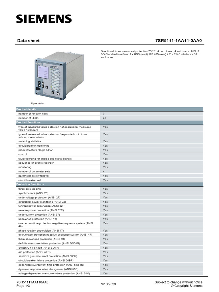 7SR51111AA110AA0 Datasheet en | PDF