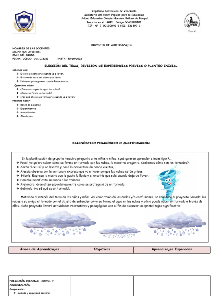 Proyecto Las Nubess y Los Tornados | PDF