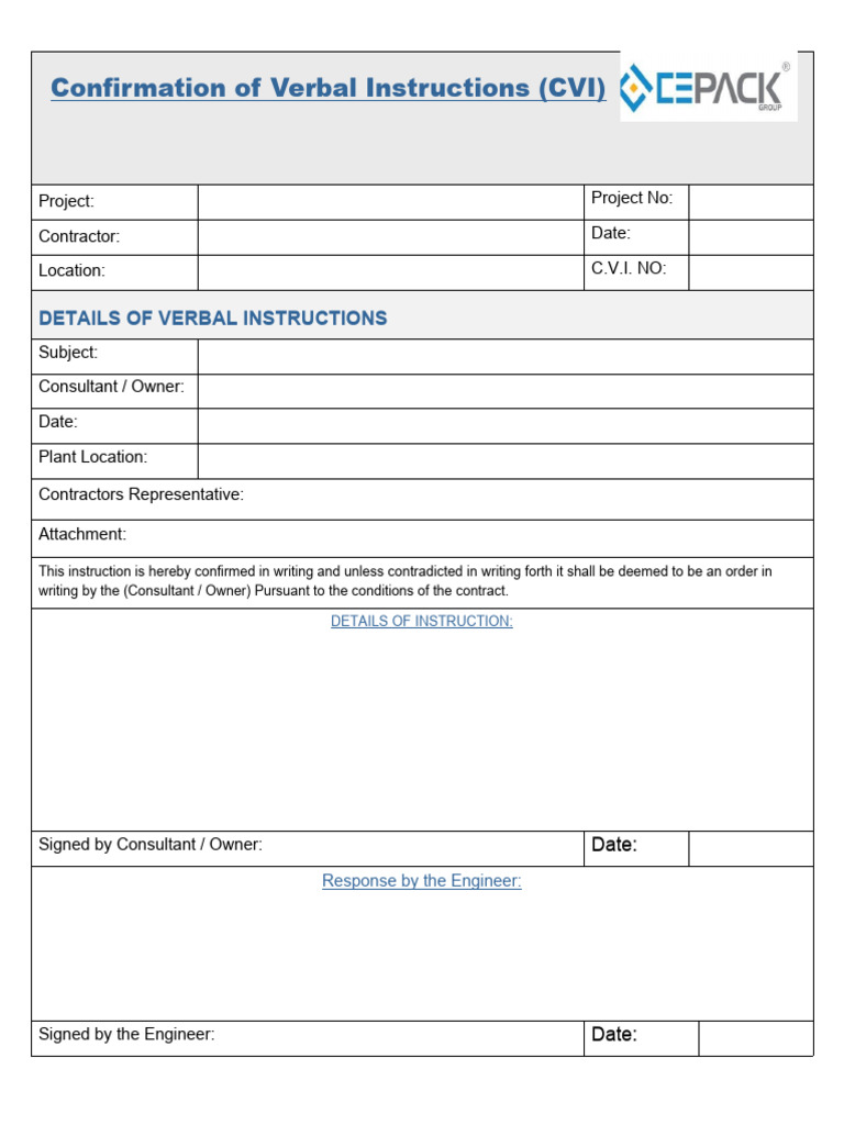 Confirmation of Verbal Instructions | PDF