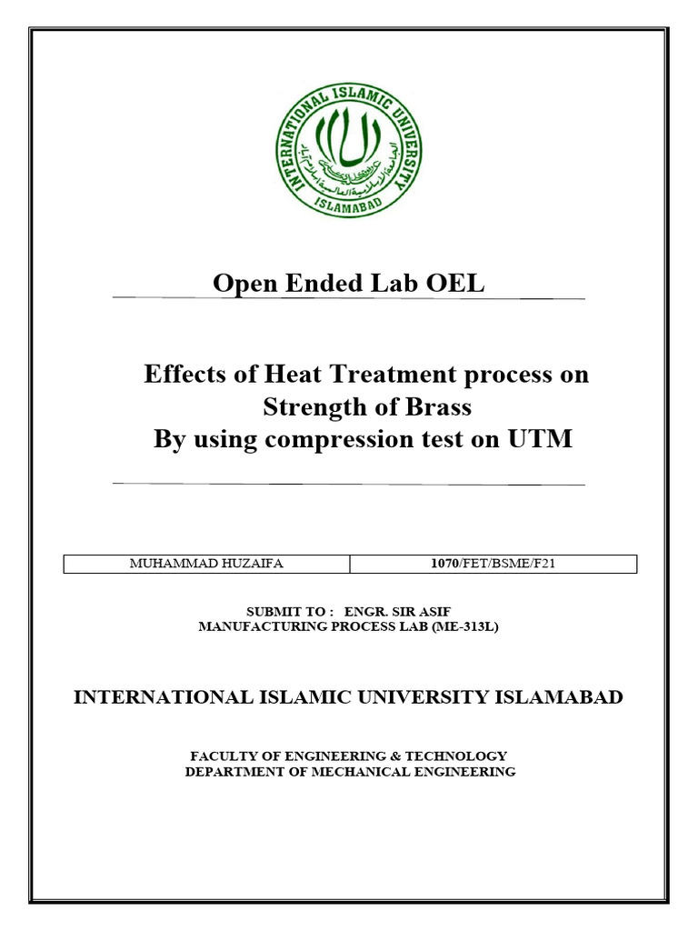 Effects of Heat Treatment Process On Strength of Brass by Using ...